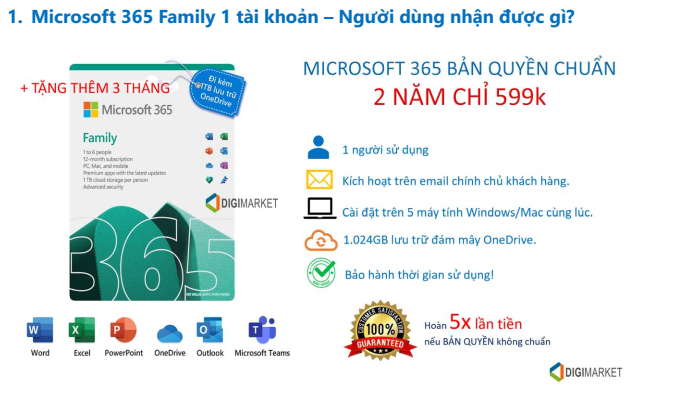 Chia sẻ tài khoản office 365 là gì?MS 365 family tại DIGI