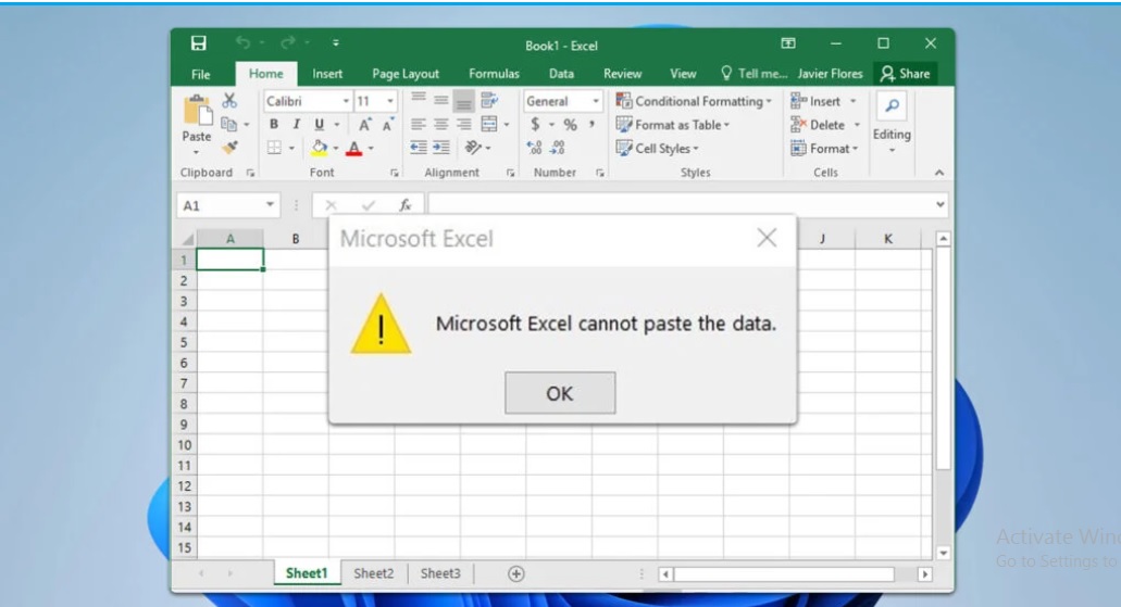 3 Cách Enable Lỗi Cannot Paste The Data Trong Microsoft Excel
